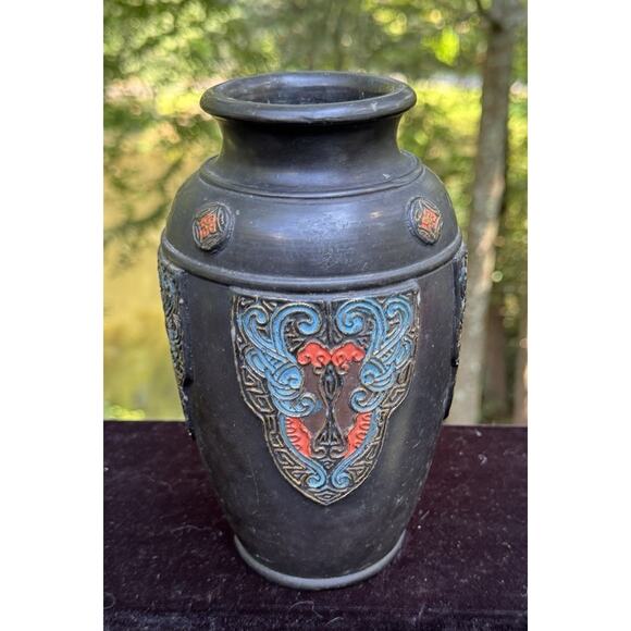 Accents | Vintage 196s Japanese Tokanabe Ware Vase Hand Painted Black ...